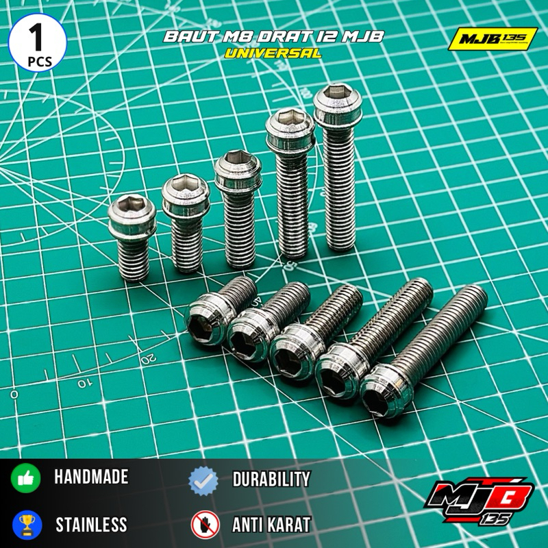 Jual BAUT L CUSTOM DRAT 12 M8 MODEL MJB STAINLESS ANTI KARAT ( 1PCS BAUT ) | Shopee Indonesia
