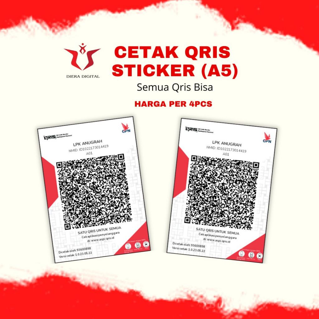 Jual CETAK QRIS / QR STIKER SEMUA QRIS BISA HARGA PER 4PCS (A5 ...