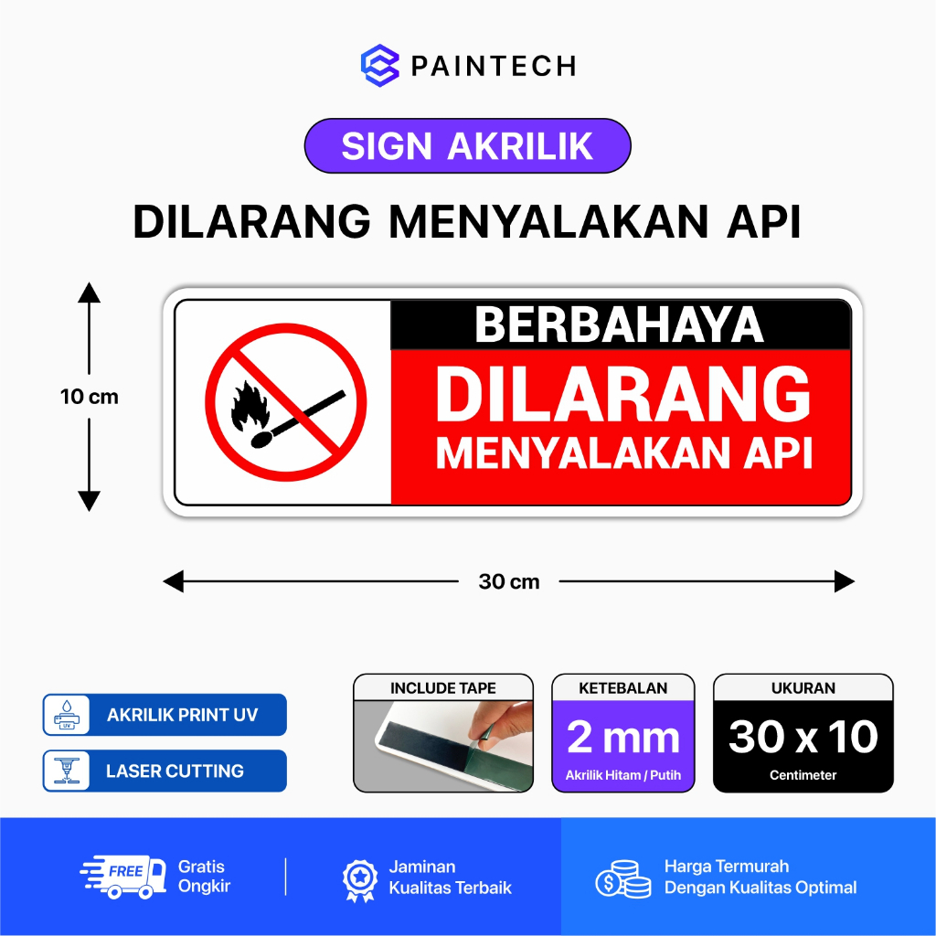Jual Sign Dilarang Menyalakan Api Ukuran 30 X 10 Signboard Akrilik ...