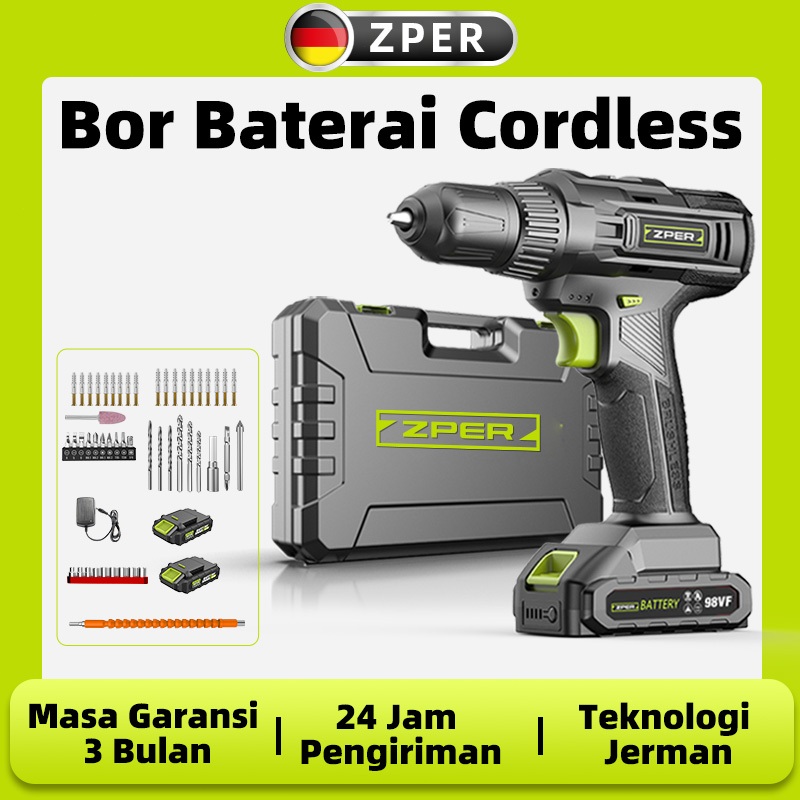 Jual ZPER Bor Cordless 3 in 1 Impact Mesin Bor Baterai Listrik Multifungsi Tangan | Shopee Indonesia