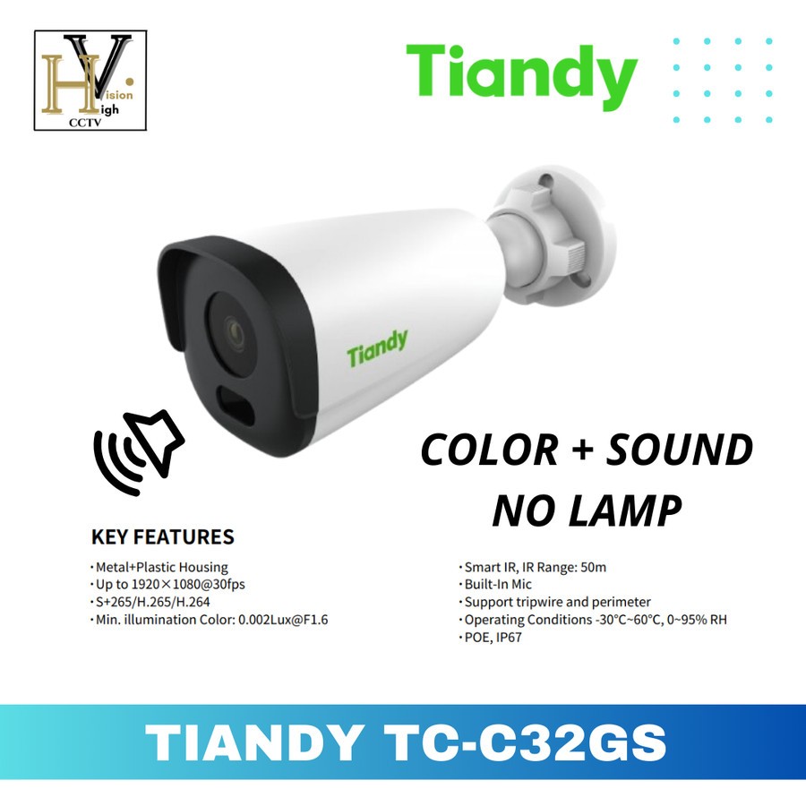 Jual IP CAMERA TIANDY 2MP TC-C32GS COLOR NO LAMP + SOUND OUTDOOR ...