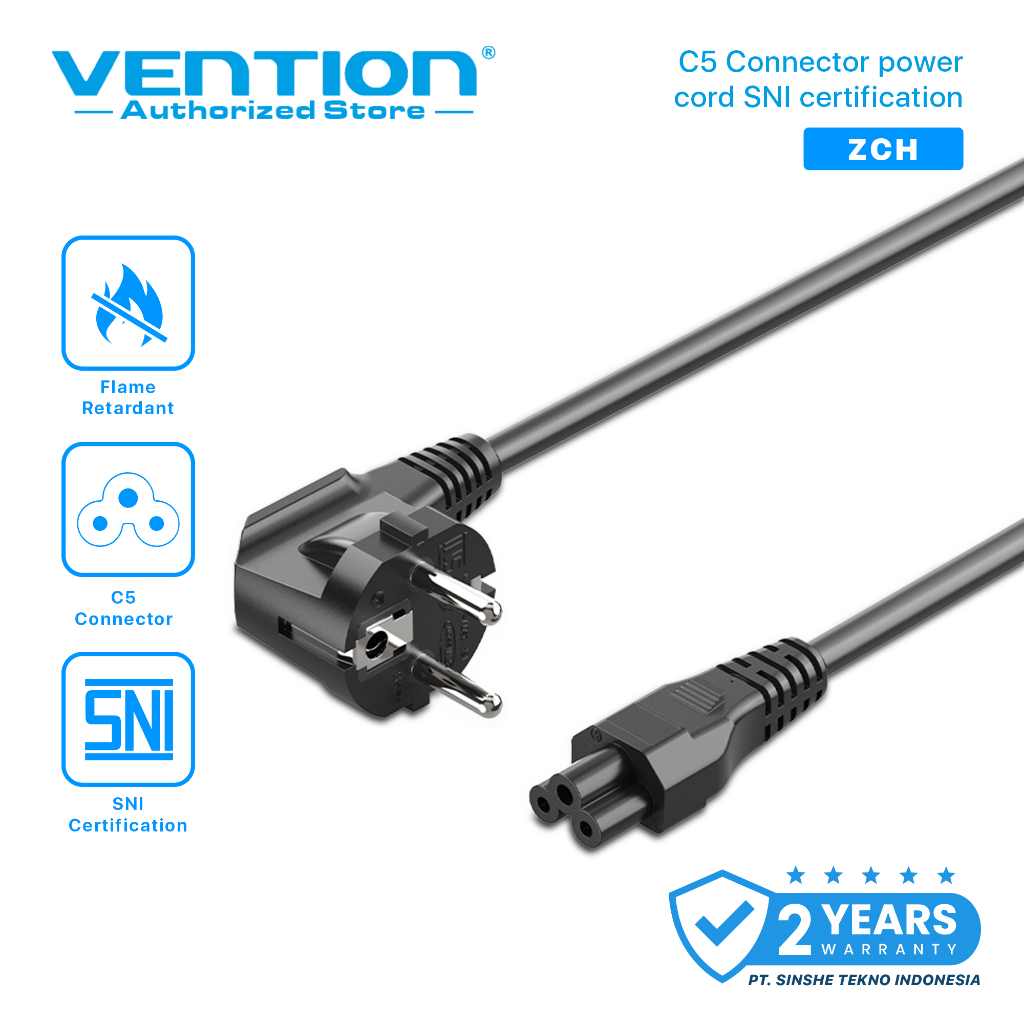 Jual Vention Kabel Power Adaptor Charger C5 Connector 3 Lobang | Shopee ...