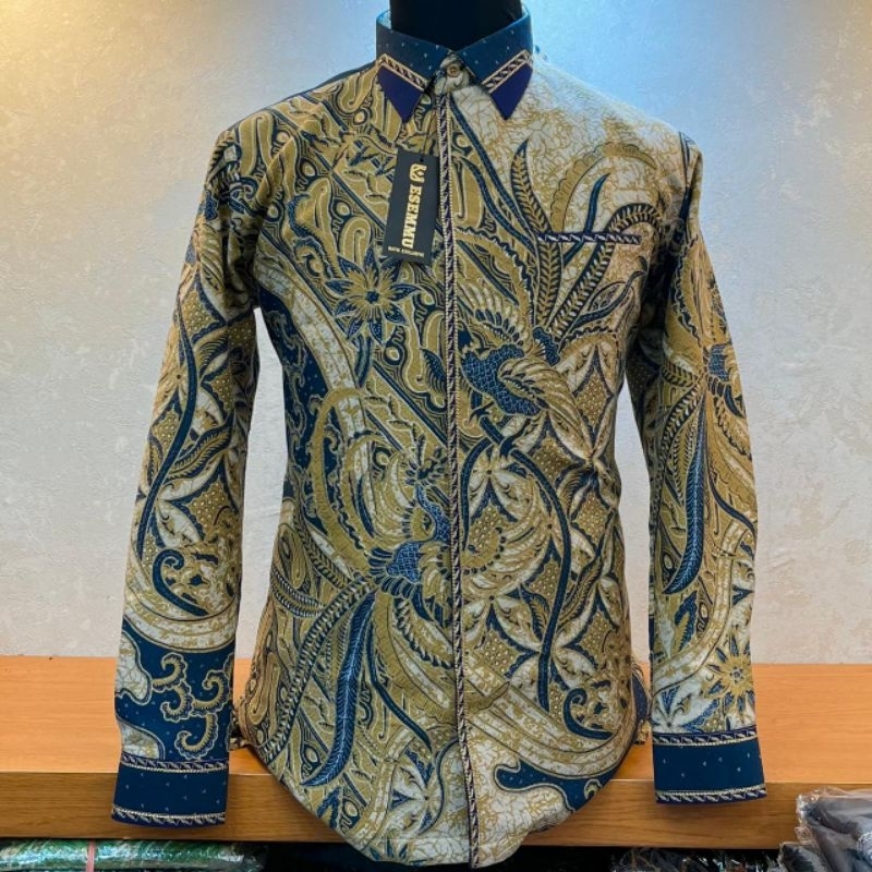 Jual KEMEJA BATIK PRIA LENGAN PANJANG BAHAN DOLBY VOMBINASI JAITAN ...