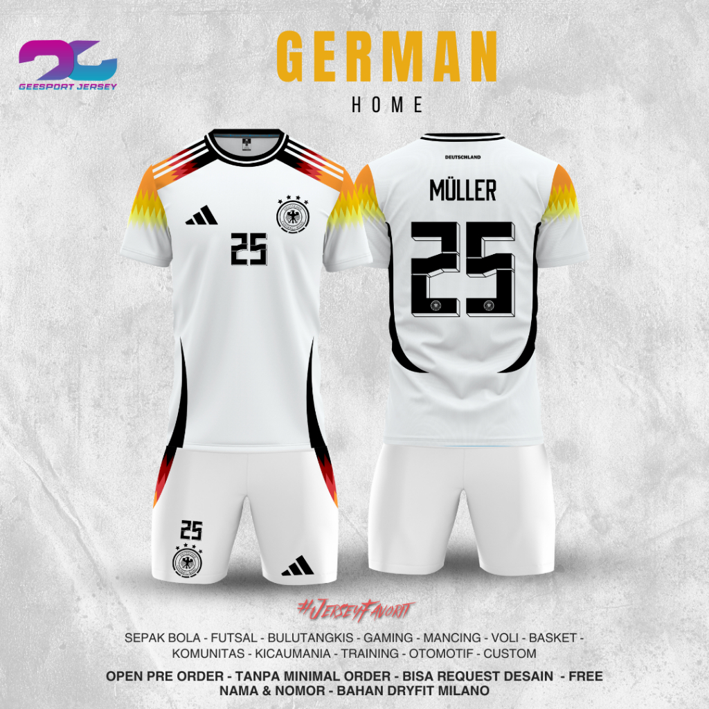 Jual JERSEY TIMNAS GERMAN HOME 2024/PIALA EURO/FREE DESAIN/FULL ...