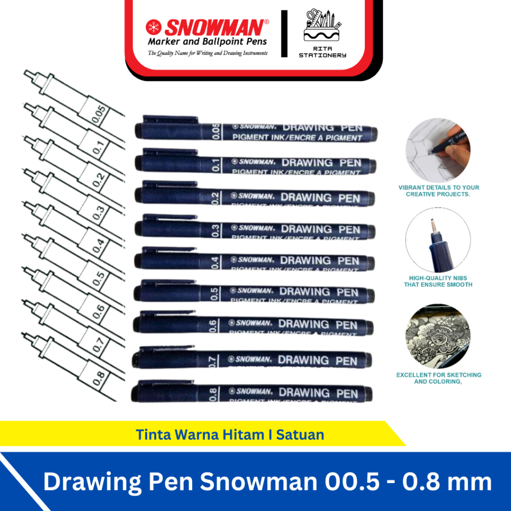 Jual Snowman Drawing Pen Spidol Drawing Pen Snowman 0.05 mm - 1.0 mm ...