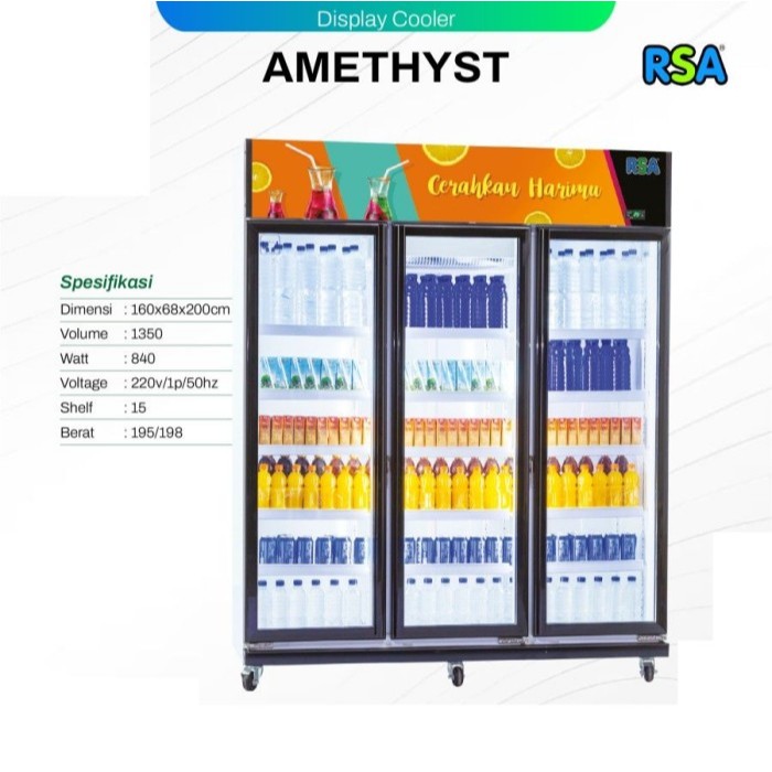 Jual RSA Showcase 3 pintu AMETHYST Display Chiller Cooler 1280 Liter ...