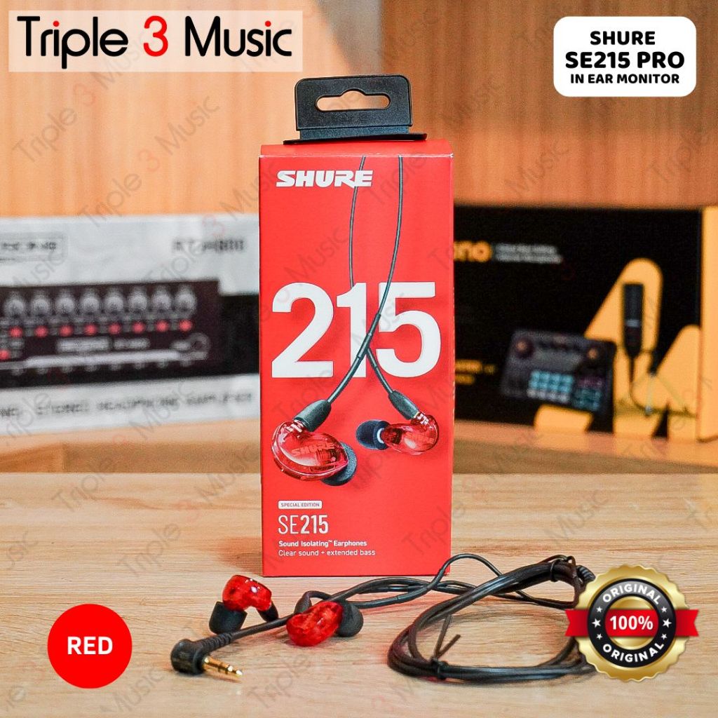 Jual SHURE SE215 PRO RED MERAH Iem Panggung in ear monitor ORIGINAL ...