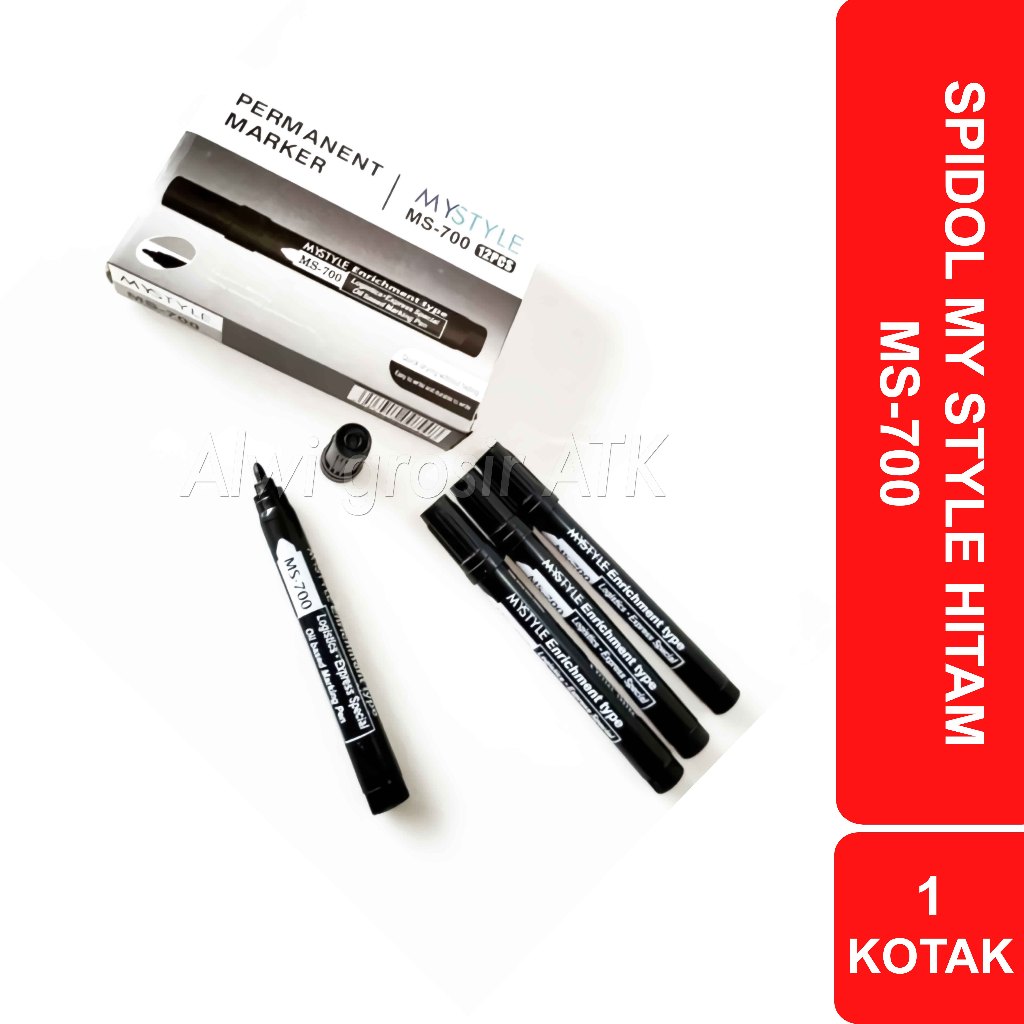 Jual Spidol Hitam Permanet My Style Ms-700 | 1 Kotak = 12 Pcs | Shopee ...