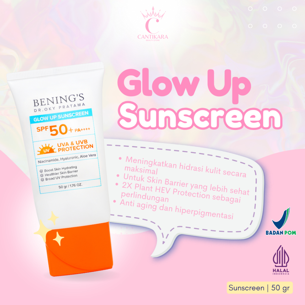 Jual Bening's Glow Up Sunscreen SPF 50 PA++++ UV Protection by Benings Skincare | Shopee Indonesia