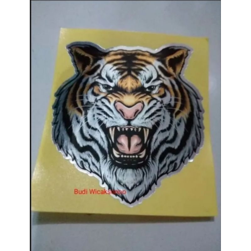 Jual stiker gambar macan, stiker print cut anti air, ukuran 20 cm ...
