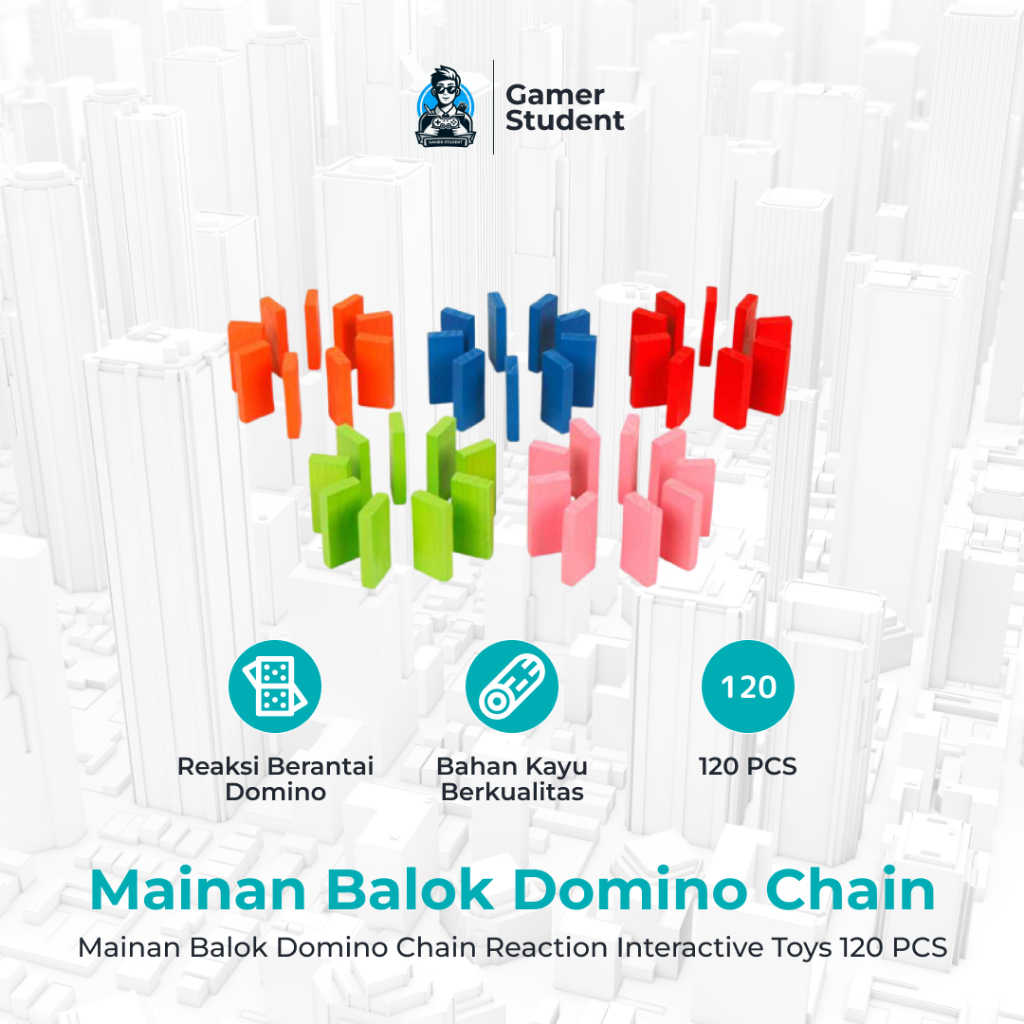 Jual Mainan Balok Domino Chain Reaction Interactive Toys 120 PCS Gamer ...