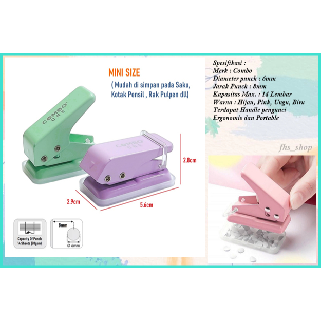 Jual Alat Pembolong Mini Kertas Satu Lubang Pembolong Binder Mini One ...