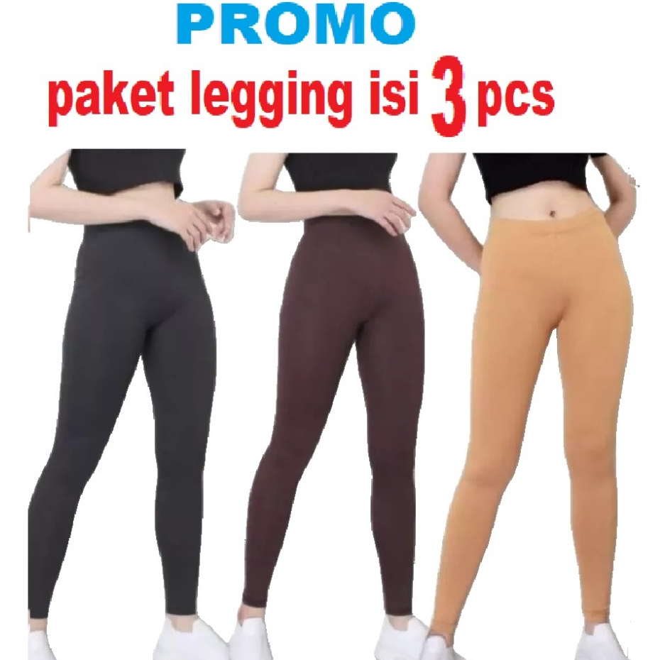 Jual HEMAT 3 PCS Leging Wanita Dewasa Panjang / Celana Legging Wanita Polos/ lejing wanita ...