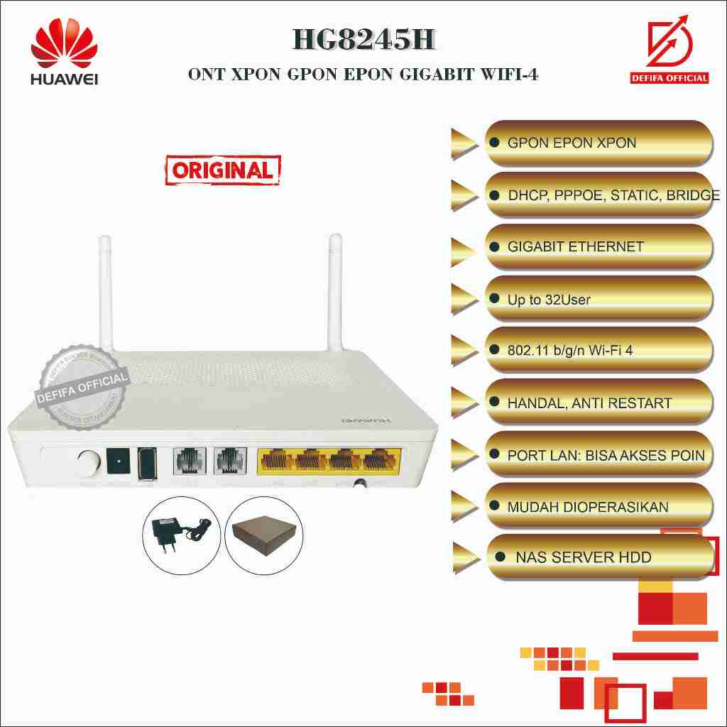 Jual Modem Fiber Optik ONT Huawei HG8245H Wireless Wifi Router Gigabit GPON EPON XPON ONU ...