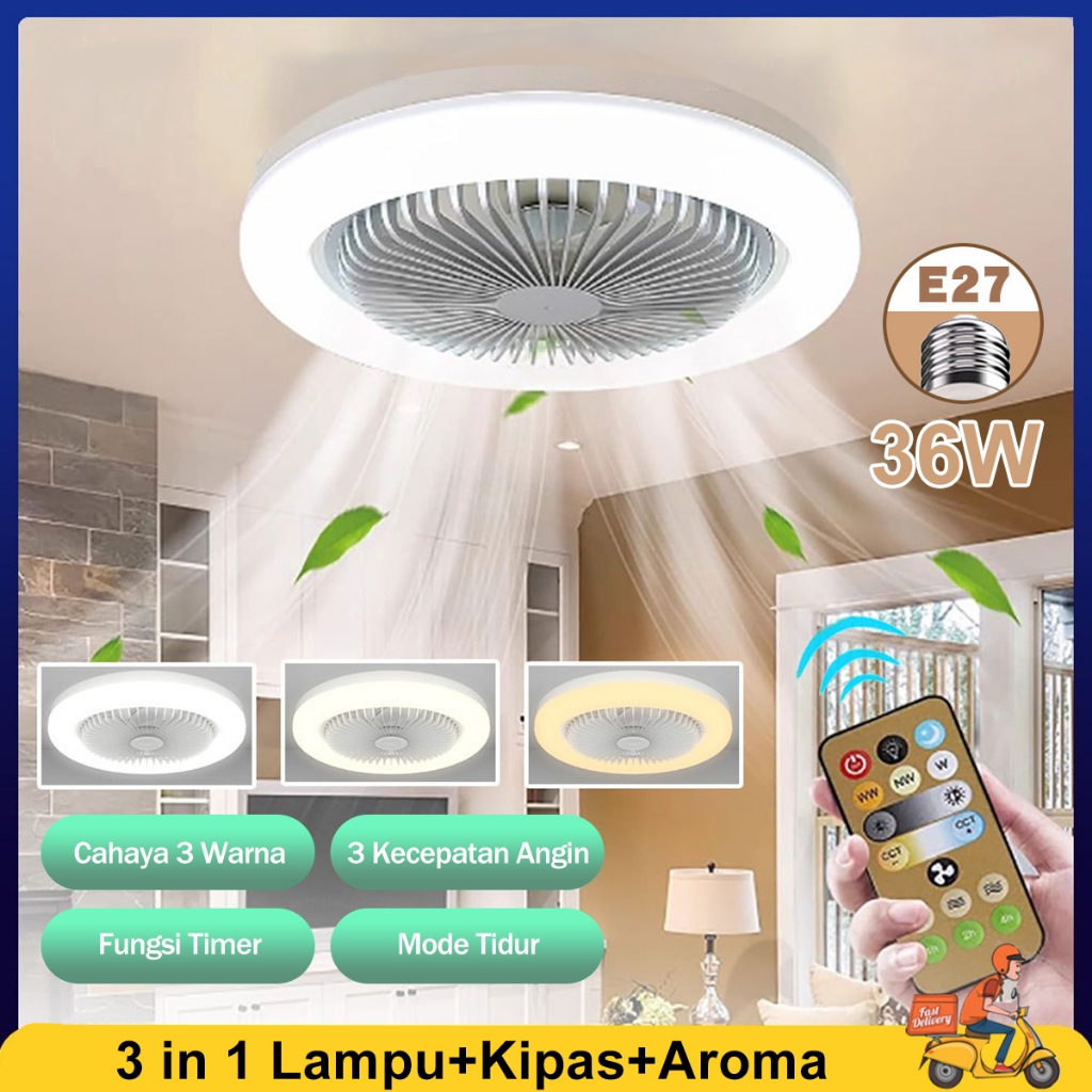Jual Kipas langit-langit dengan lampu remote control LED lampu kipas langit-langit tertutup ...