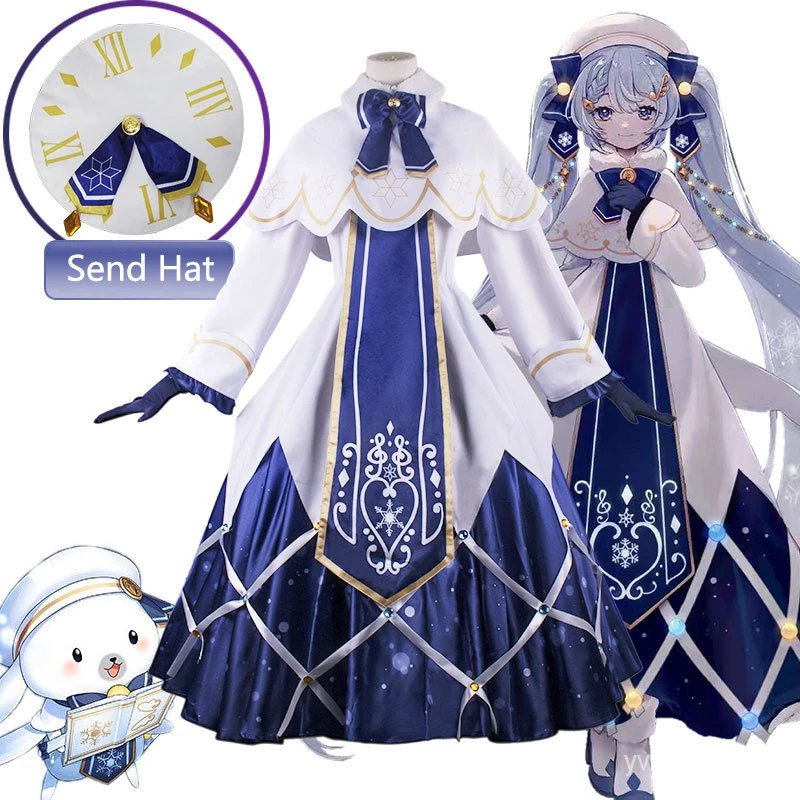Jual Snow Miku Cosplay Full Suit Virtual Singer VOCALOID Miku Wig ...