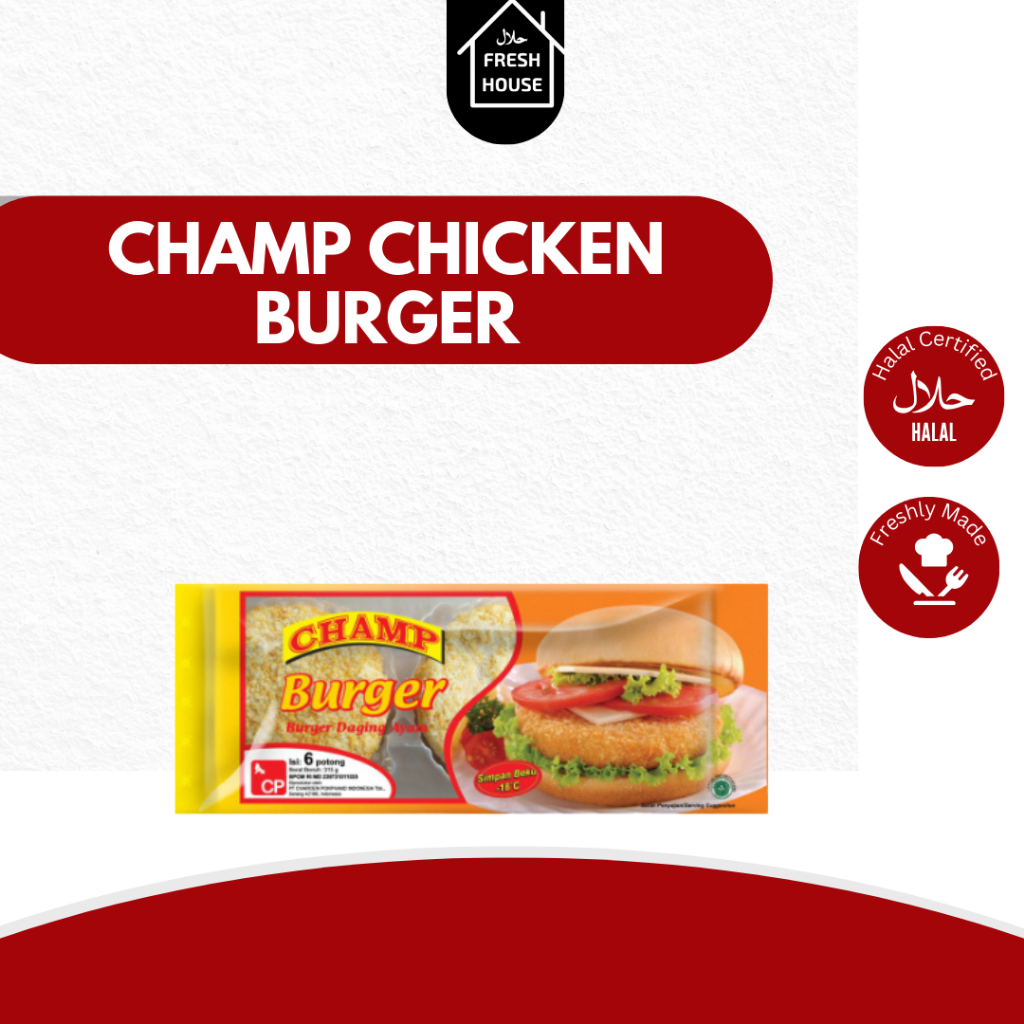 Jual CHICKEN BURGER / CHAMP BUERGER AYAM ISI 6 | Shopee Indonesia