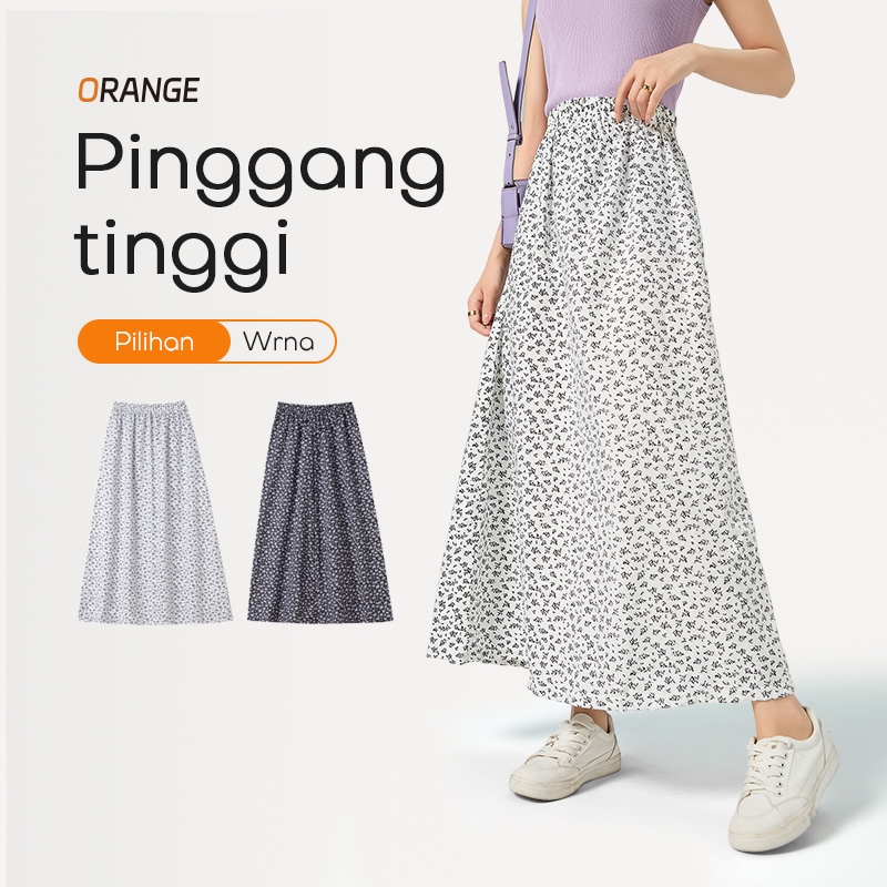 Jual ORANGE Rok motif bunga/rok gaya baru/rok gaya korea motif bunga ...