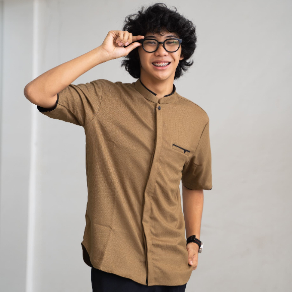 Jual TWO-D Baju Kemeja Koko Muslim Pria Kerah Shanghai Motif Lengan ...