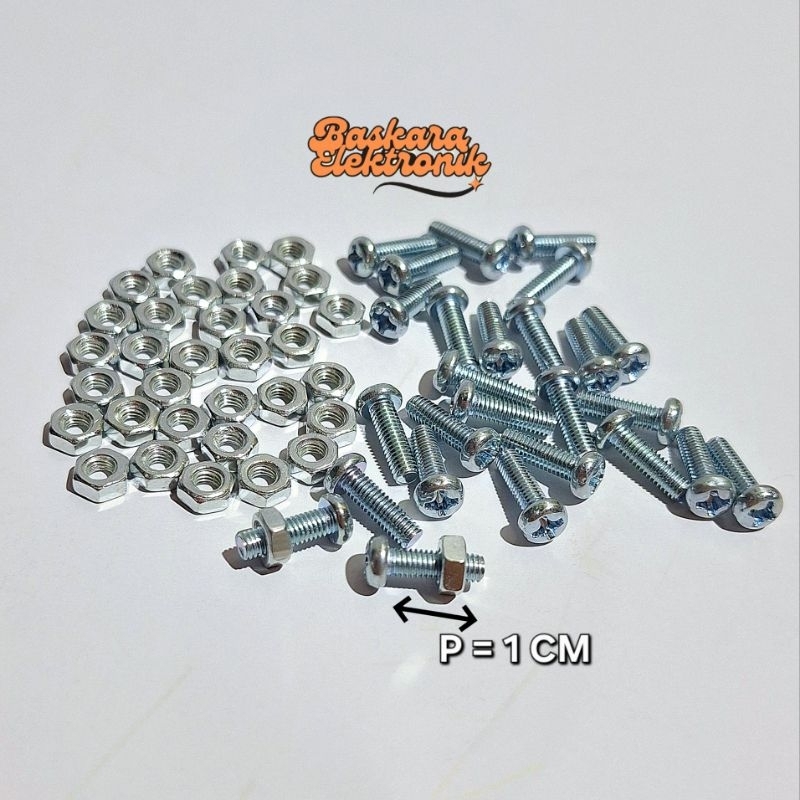 Jual [100 SET] BAUT JP M3X10 + MUR 3MM | Shopee Indonesia