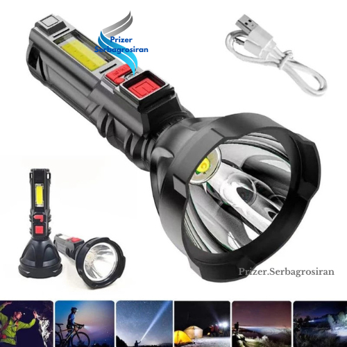 Jual Senter LED Jarak Jauh Senter Fokus Super Terang / Lampu Senter 36W FLASHLIGHT USB Charging ...