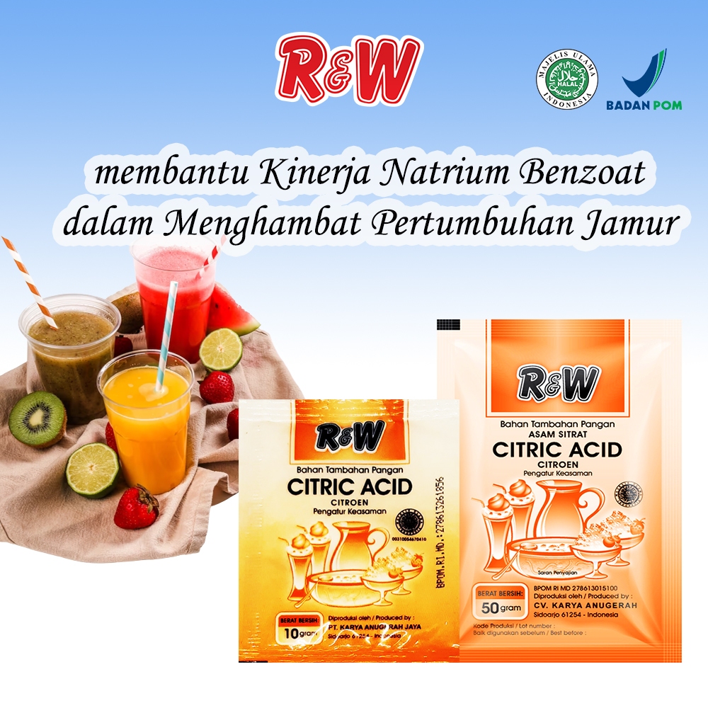 Jual CITRID ACID FOOD GRADE Packing 50gram RAJAWALI RW R&W Bahan Baking ...