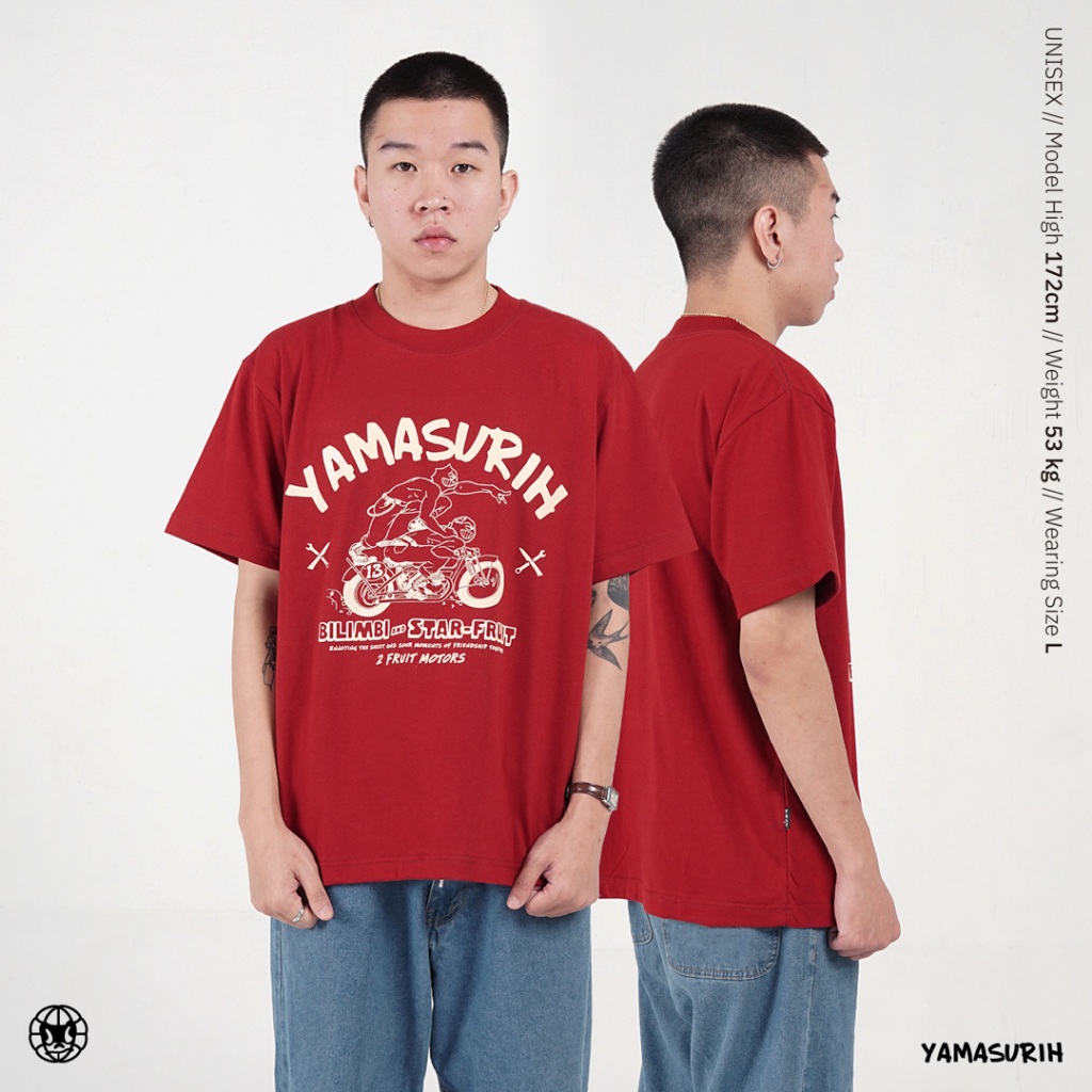 Jual Yamasurih Tshirt Merah Maroon - ROLLING RASCALS - Cotton Combed ...