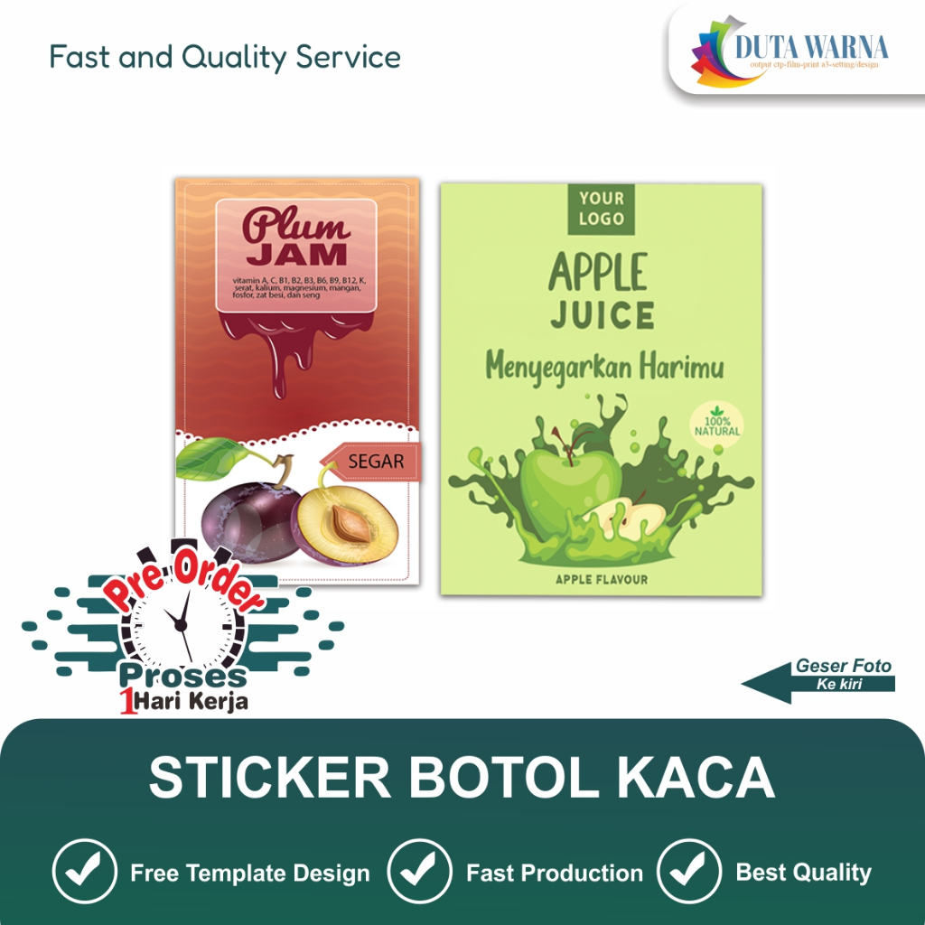 Jual STICKER KEMASAN BOTOL KACA / STICKER MINUMAN BOTOL KACA / STICKER ...
