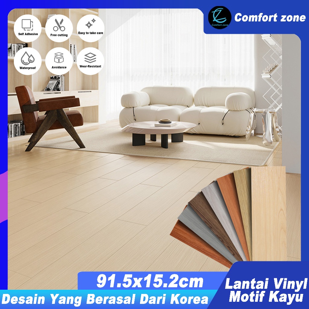 Jual 【Comfort Zone】 Perekat Vinyil Lantai Kayu PVC Ukuran 91.5cmX15.2cm ...