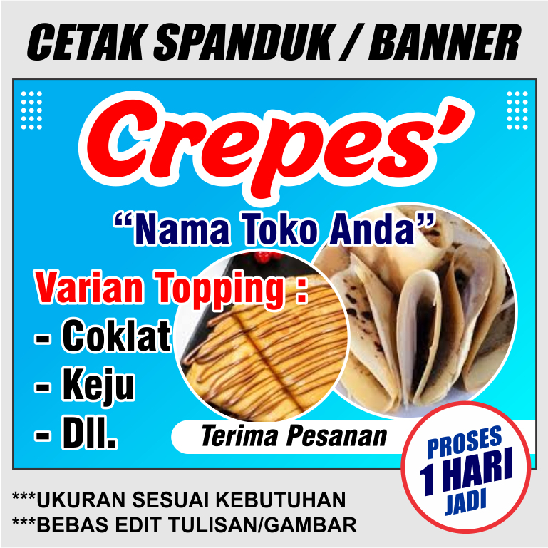 Jual cetak benner spanduk crepes banner crepes keren custom | Shopee ...