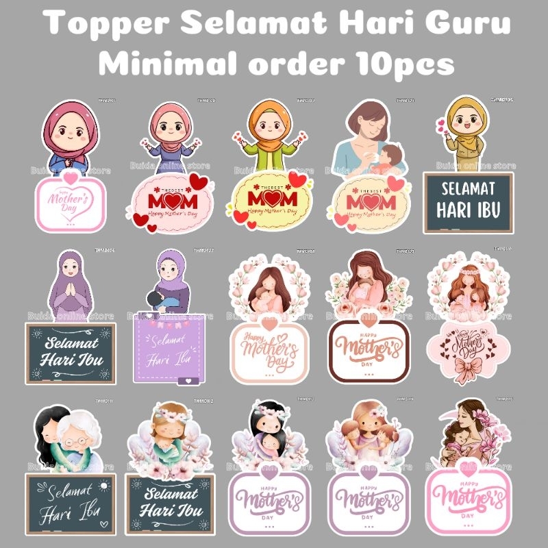 Jual Topper Selamat Hari Ibu Happy Mothers Day hiasan kue cake cupcake ...