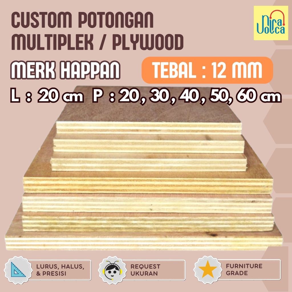 Jual Plywood / Multiplek 12 mm L = 20 cm Costum Potongan Merk Happan ...