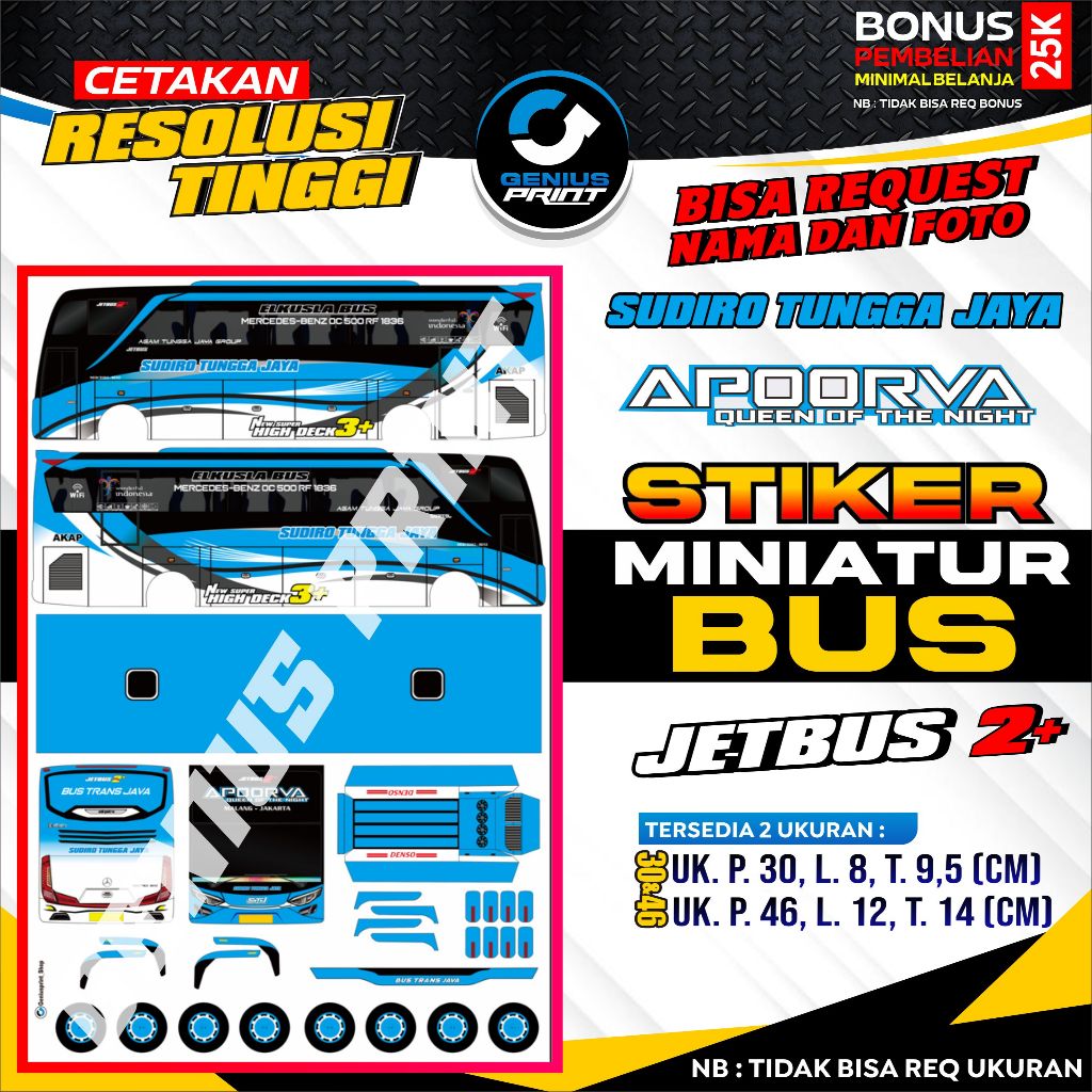 Jual Stiker Mainan Miniatur Bus Jetbus 2+ Sudiro Tungga Jaya (STJ ...