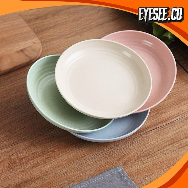 Jual Piring Makan Bahan Bulat Jerami Gandum Tebal Wheat Straw Plate ...