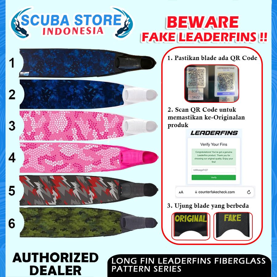 Jual Long Fin Leaderfins Pattern Series Sky Blue Cells Strike Pink ...