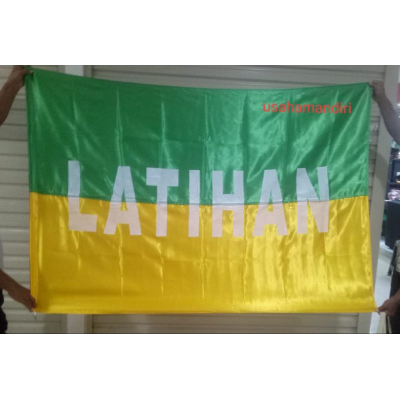 Jual bendera latihan bahan satin ukuran 120 x 180 cm pakai tulisan ...