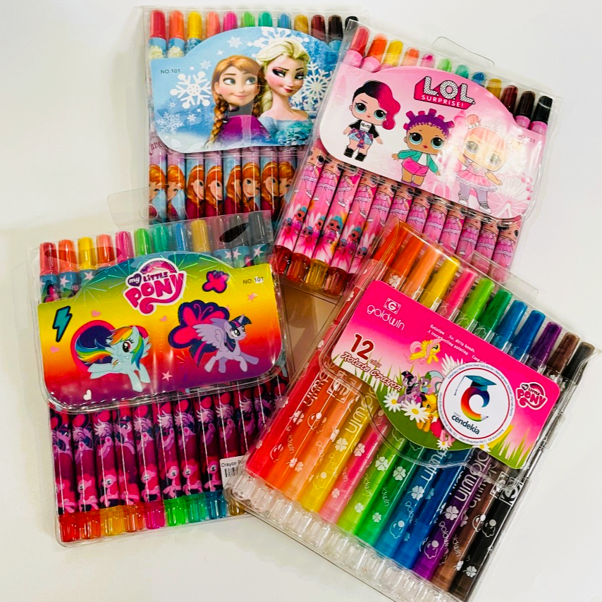 Jual Crayon Krayon putar fancy 12 warna panjang | Shopee Indonesia