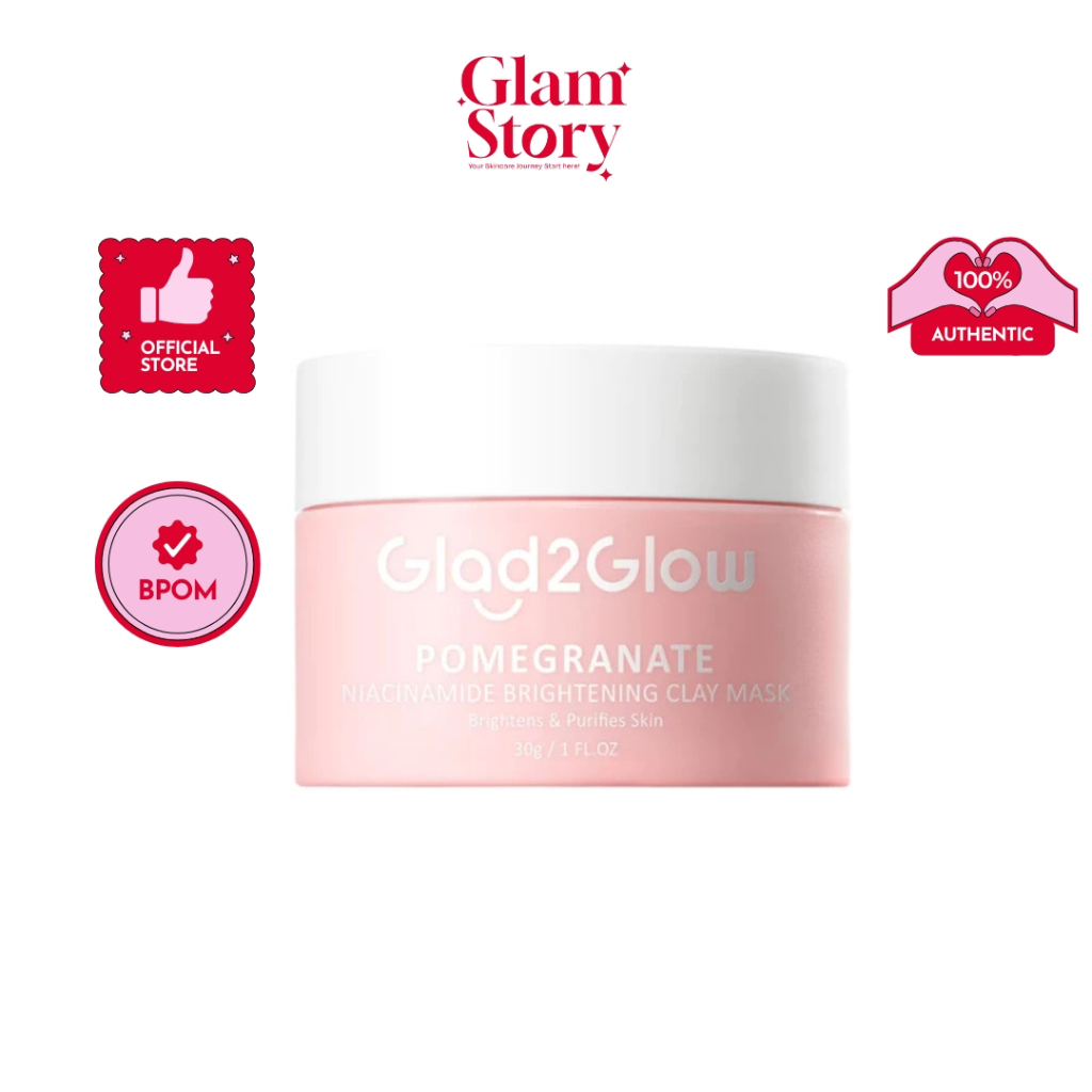 Jual Glad2Glow Pomegranate Niacinamide Brightening Clay Mask 30g | Shopee Indonesia