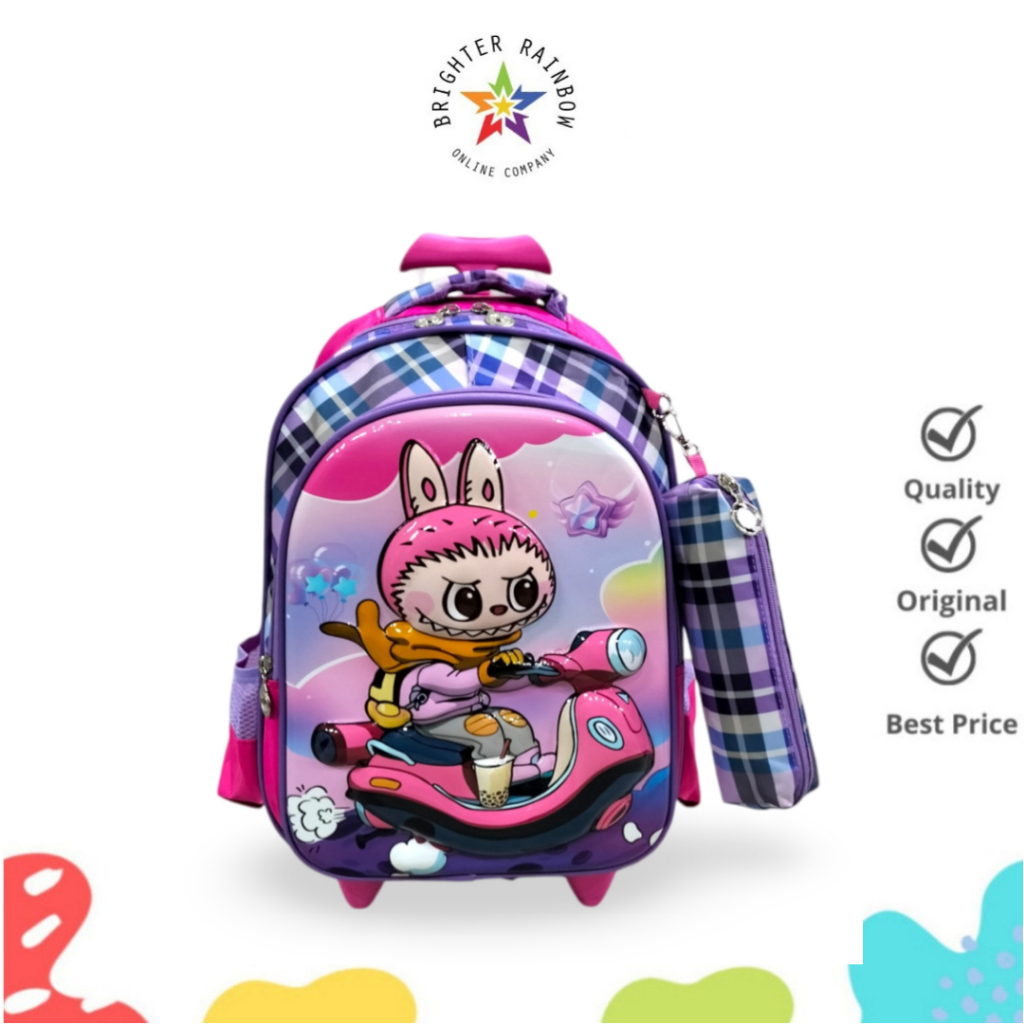 Jual RANSEL TROLLY POWA 21507 NT TAS ANAK SEKOLAH PEREMPUAN TK/SD KARAKTER LABUBU | Shopee Indonesia