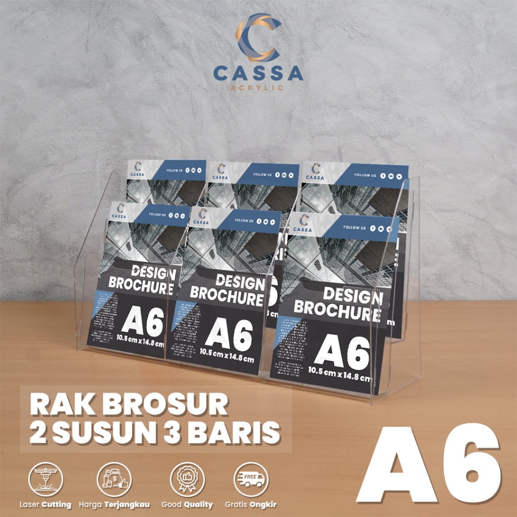 Jual Rak Tempat Brosur A6 2 Susun 3 Baris Flyer Dinding Akrilik ...