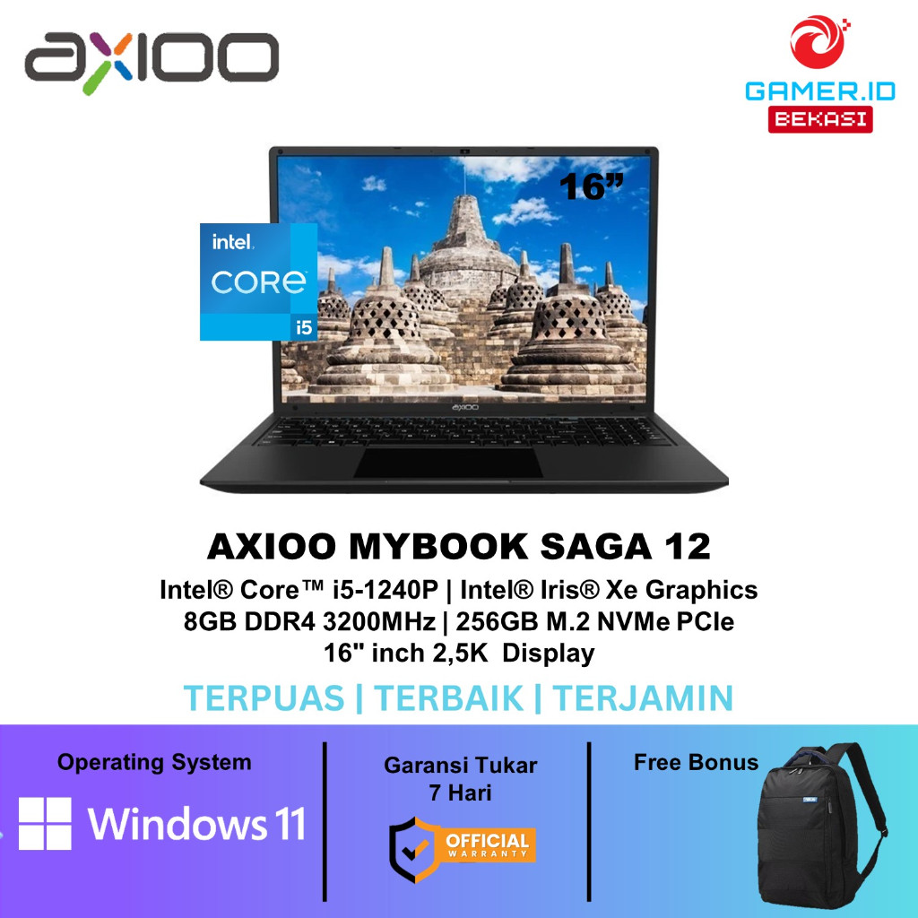 Jual Axioo Mybook Saga 12 Core i5 1240P 16GB 512GB W11 16 Inch WQXGA 2 ...