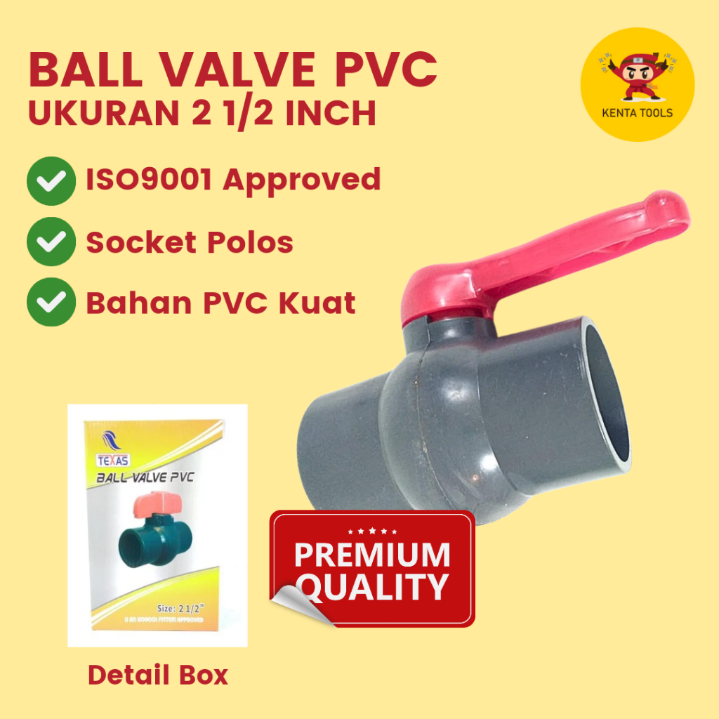 Jual Ball Valve Stop Keran Kran PVC Polos 2 1/2 Inch Plastik | Shopee ...