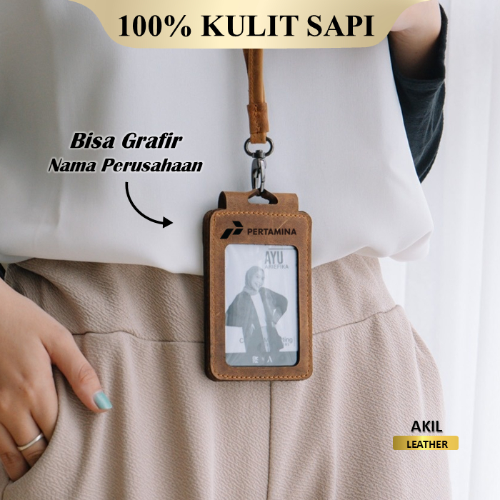 Jual Id Card Holder Kulit Sapi Asli Original 100% Premium Lanyard ...