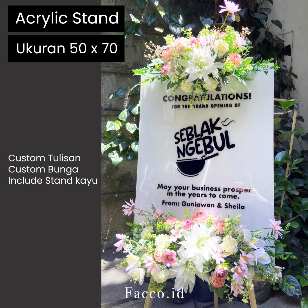Jual PAPAN BUNGA AKRILIK STANDING Ukuran 50x70 / Custom Hadiah Akrilik ...