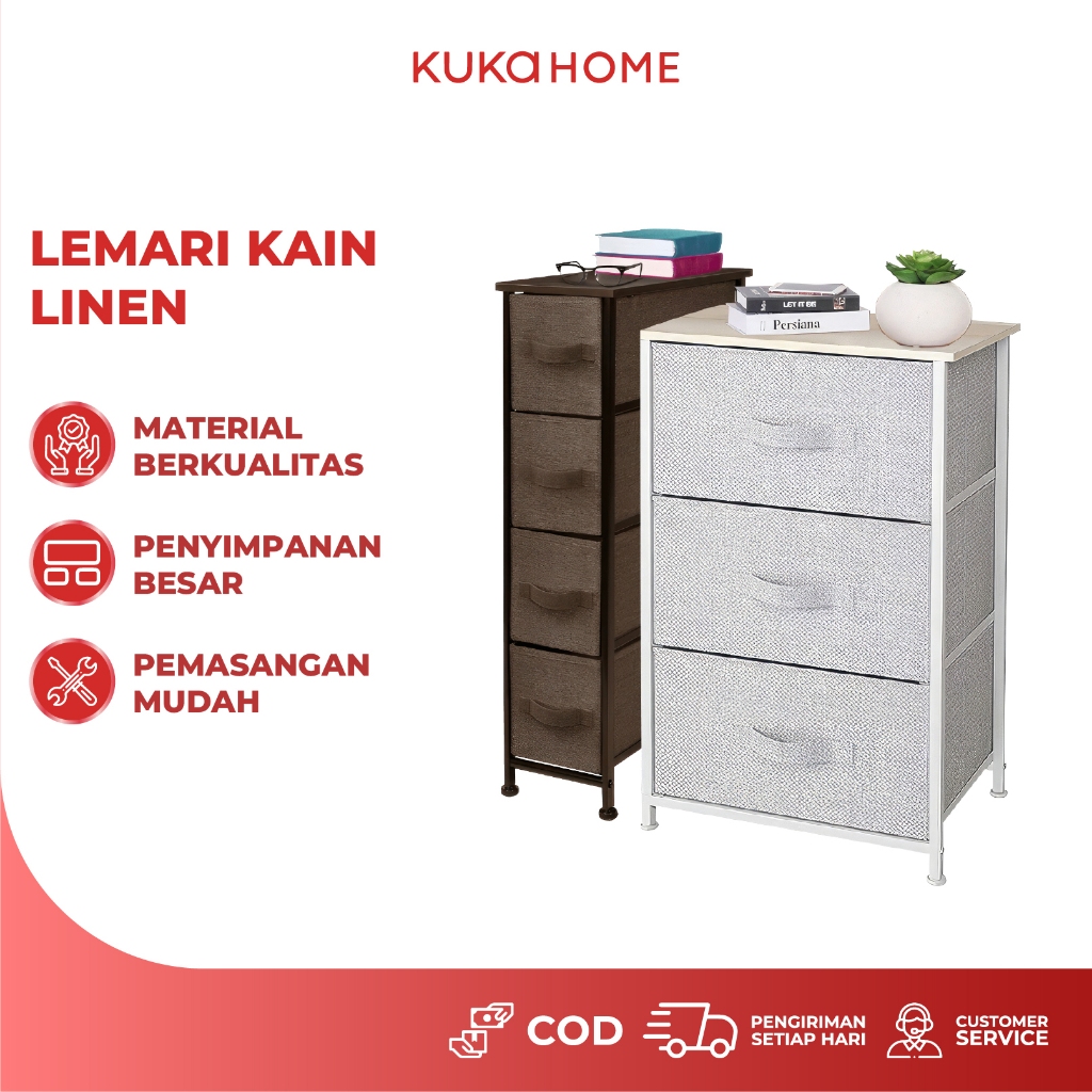 Jual KUKAHOME Lemari Pakaian / Lemari Kain Linen 4 Susun Rak Lemari ...
