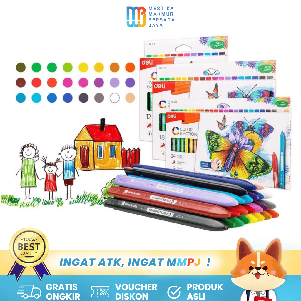 Jual Deli Crayon / Krayon Plastik Bentuk Segitiga Anti Kotor Dan Patah ...