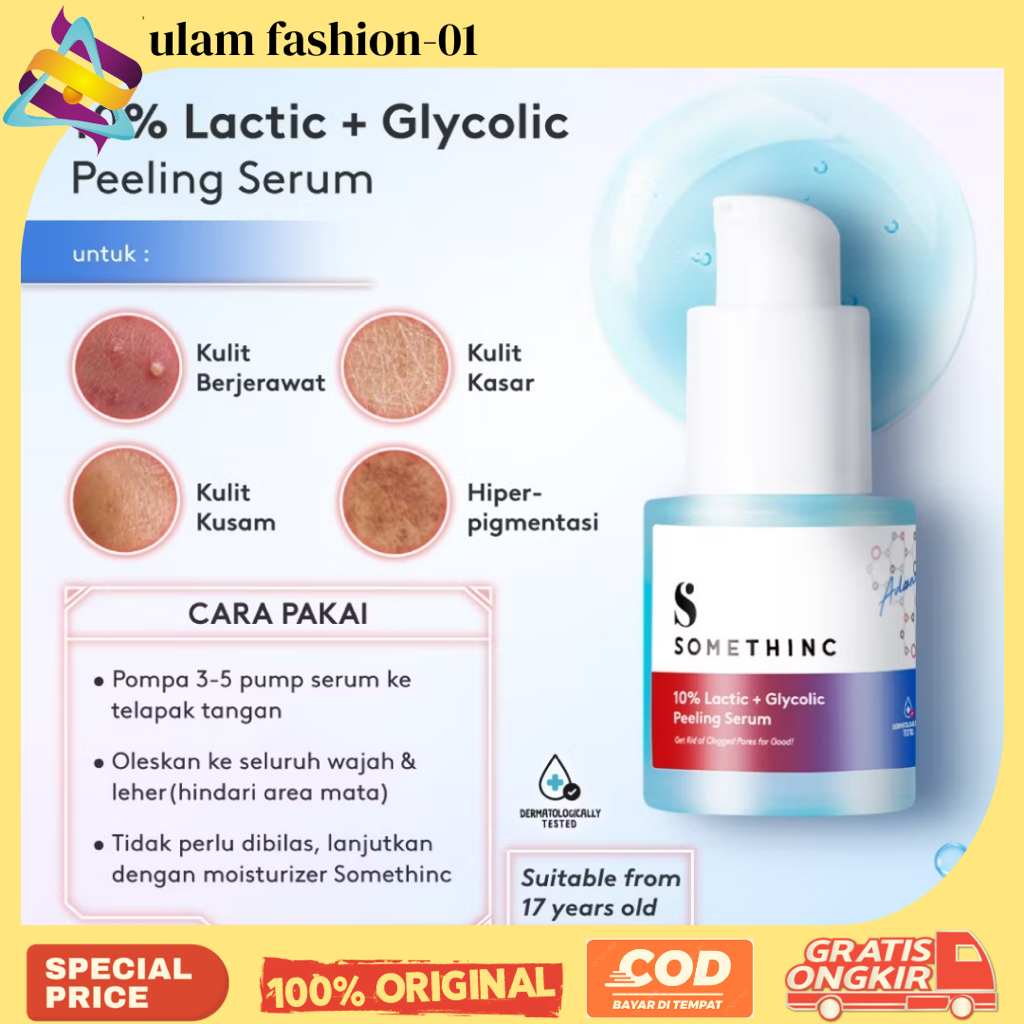 Jual SOMETHINC 10% Lactic + Glycolic Peeling Serum Wajah Muka Pencerah ...