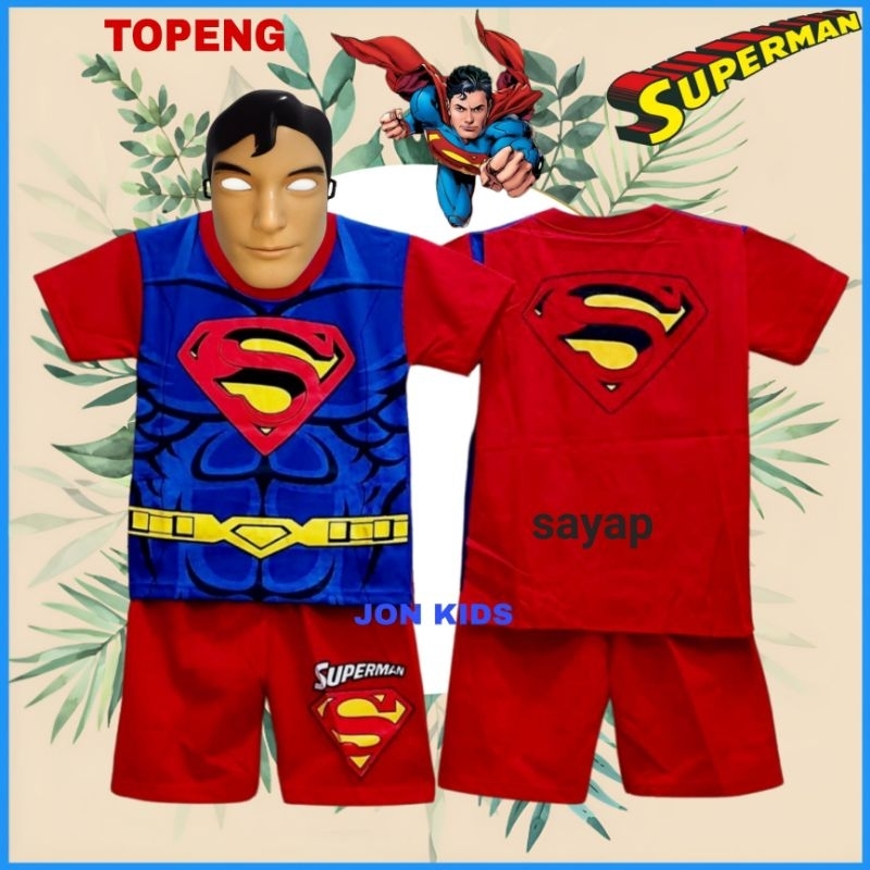 Jual SETELAN BAJU KOSTUM SUPERMAN SAYAP LENGAN PENDEK USIA 1-10 TAHUN ...