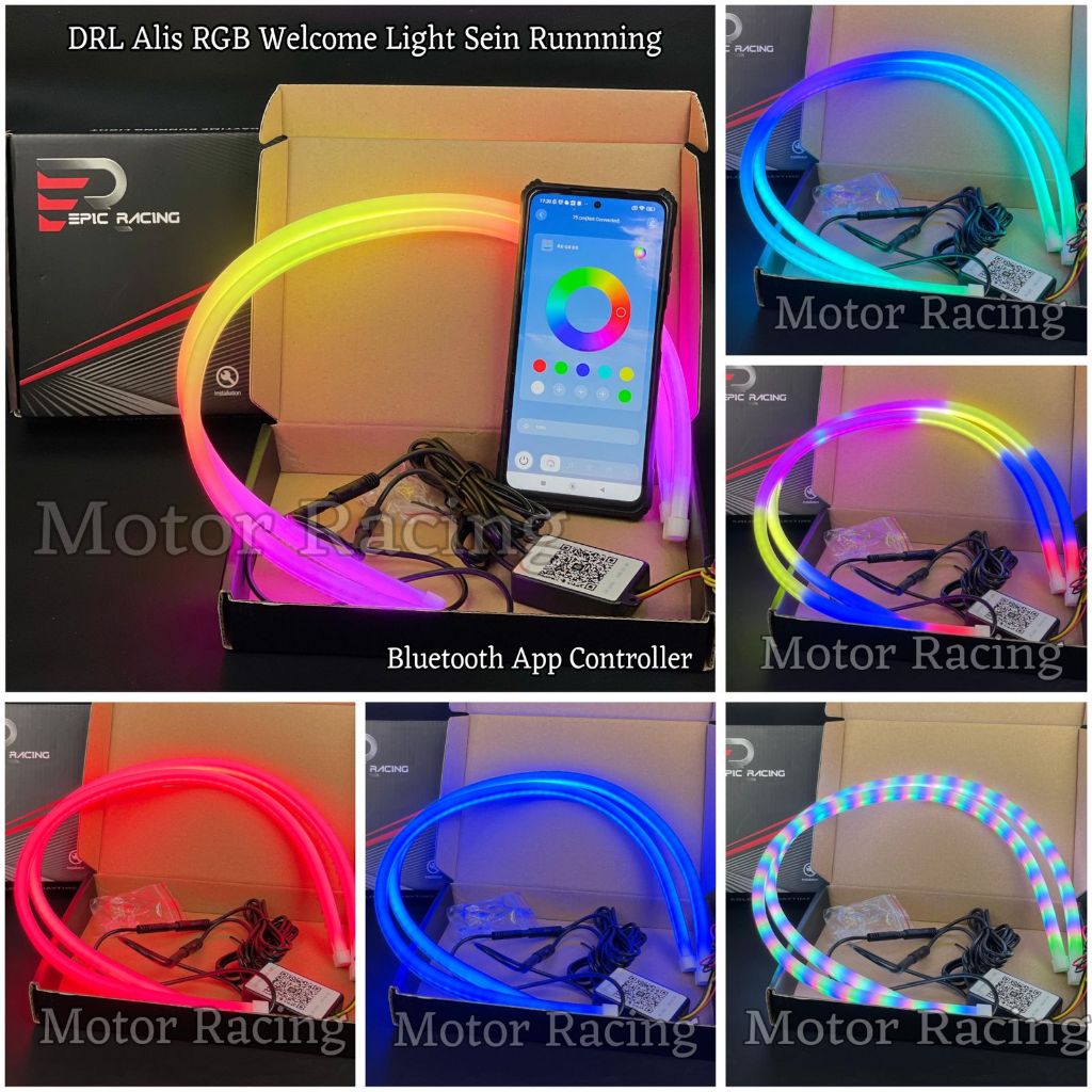 Jual SEPASANG Lampu LED Alis DRL Flexible Matrix WRGB App 30cm 45cm ...