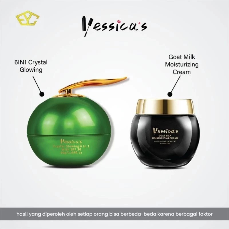 Jual Yessica's 6IN1 Crystal Glowing Cream Apel Hijau SPF 30 + Goat Milk ...
